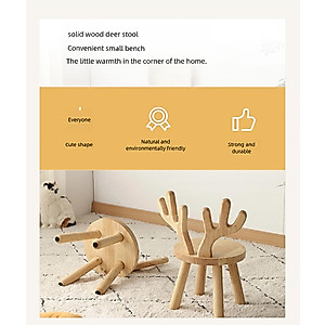 LMMYBQB Solid Wood Deer Back Chairs, Household Small Chairs, Small Benches, Dining Chairs, Low stools, Shoe Changing stools