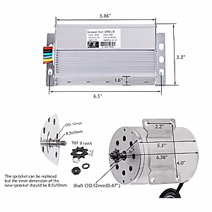YC Yier 29" Go Kart Rear Axle Kit +Front End Steering Shaft Assembly+ Brake + 4.10-6" Wheels Tires +48V 1800W Brushless Electric Motor Kit for Go Kart ATV Quad Buggy Drift Trike 4 Wheeler