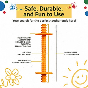 Lull Kids Hollow Teething Tubes - Baby Teething Toys for Babies 0-6 Months, Teething Toys for Babies 6-12 Months - Baby Teether, Teething Straws, Teething Sticks (Blue/Orange)