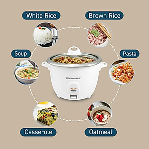 Elite Gourmet ERC-2020 Electric Rice Cooker with Stainless Steel Inner Pot Makes Soups, Stews, Grains, Cereals, Keep Warm Feature, 20 Cups Cooked (10 Cups Uncooked), White
