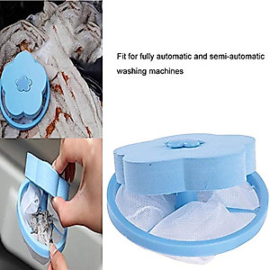 Strnek Washing Machine Blossom-Shape Flower Washing Machine Hair Removal Laundry Ball Floating Filter Mesh Bag(Blue)