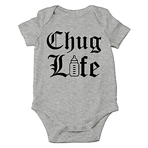 AW Fashions Chug Life Baby Bodysuit Funny, Cute, and Comfortable Infant Apparel - Trendy Newborn Clothing (6 Months, Sports Grey)