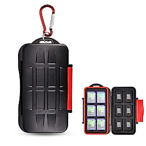 Water-Resistant Memory Card Case + 120 Count Card Labels: Camera Memory Card Holder with Memory Card Labels for 12 SD Cards & 12 Micro SD Cards