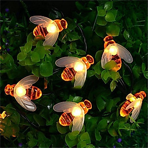 elecfan Waterproof Solar Fairy Lights 30 LEDs Honey Bee Creative Tree Haning String Lights,Garden Decoration Lamp Ideal for Patios, Homes, Wedding, Party, Christmas, Curtains, Outdoors - Warm White