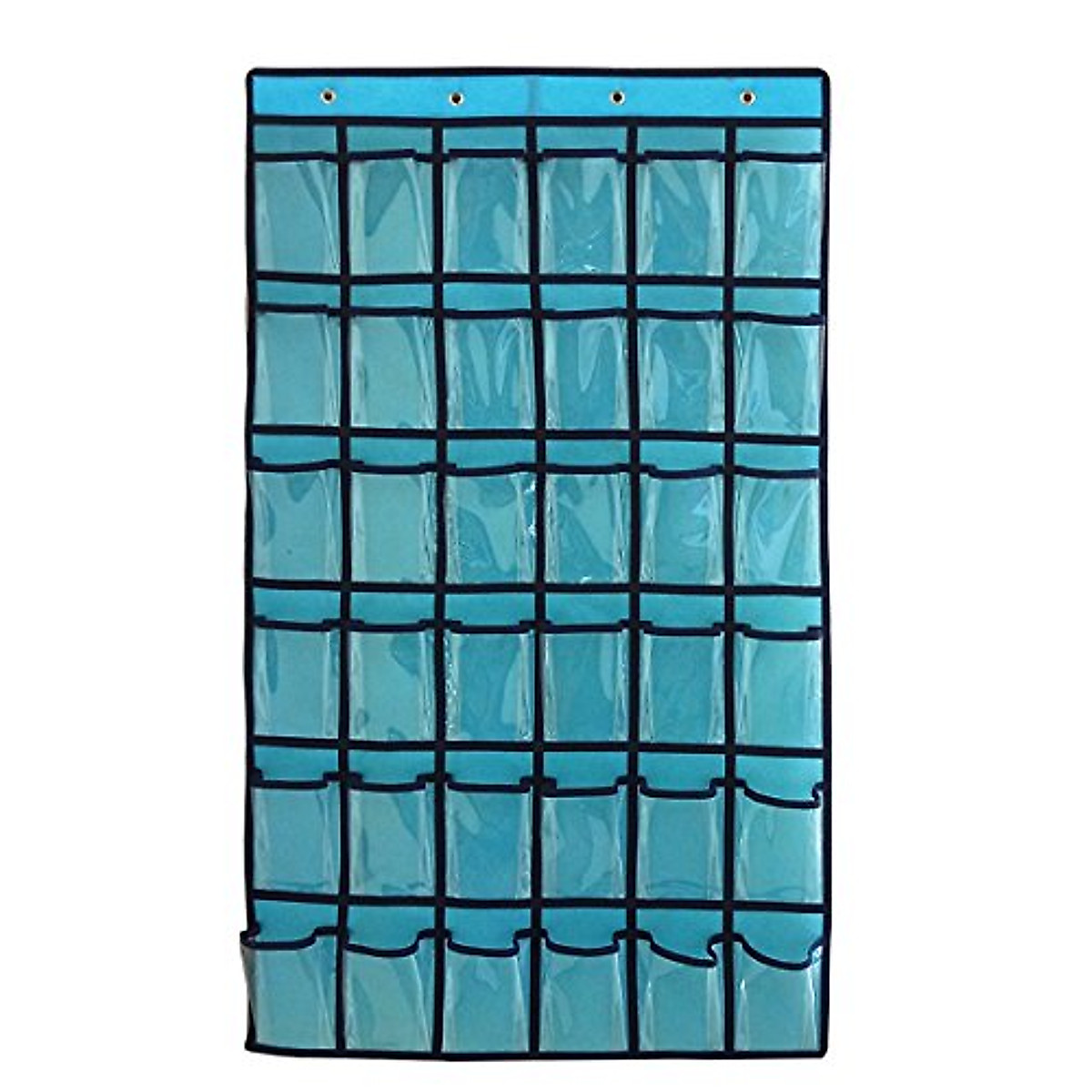 NIMES Hanging Closet Underwear Sock Jewelry Storage Over The Door Classroom Cell Phone Calculator Organizer 36 Clear Pockets (Blue)