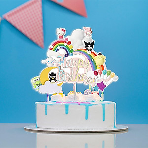 1PCS Cute Kitty Cake Topper for Kitty Party Supplies Decorations, Kitty Birthday Party Cake Decorations for Kids Girls Boys Happy Birthday Baby Shower Decor