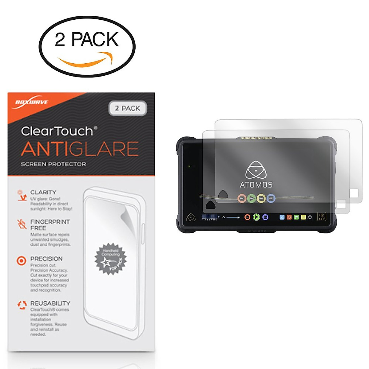 BoxWave Screen Protector Compatible with Atomos Shogun Inferno - ClearTouch Anti-Glare (2-Pack), Anti-Fingerprint Matte Film Skin