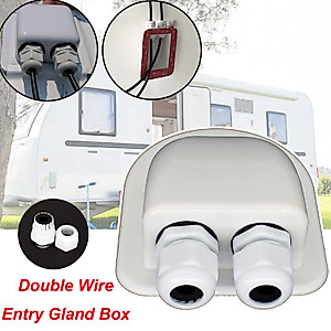 AUTOXBERT IP68 Weatherproof Solar Cable Entry Gland Solar Panel Wire Box RV Roof Top Junction Box Solar Double Cable Through Entry Housing for RV Marine Boat Caravan Campervan Travel Camper Van