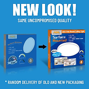 Allsmartlife LED Flush Mount Ceiling Light Fixture, 12inch 24W 2880lm CCT 3000K/4000K/6500K Thin Round Flat Panel Light Surface Mount for Kitchen, Bedroom, Laundry. Dimmable Ceiling Lamp