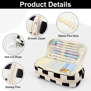 MOSA BEAR Pencil Case Large Capacity Pencil Pouch with Zipper Portable Office Stationery Makeup Bag, Aesthetic Big Capacity Pen Bag for Teen Girls, Women(Black)