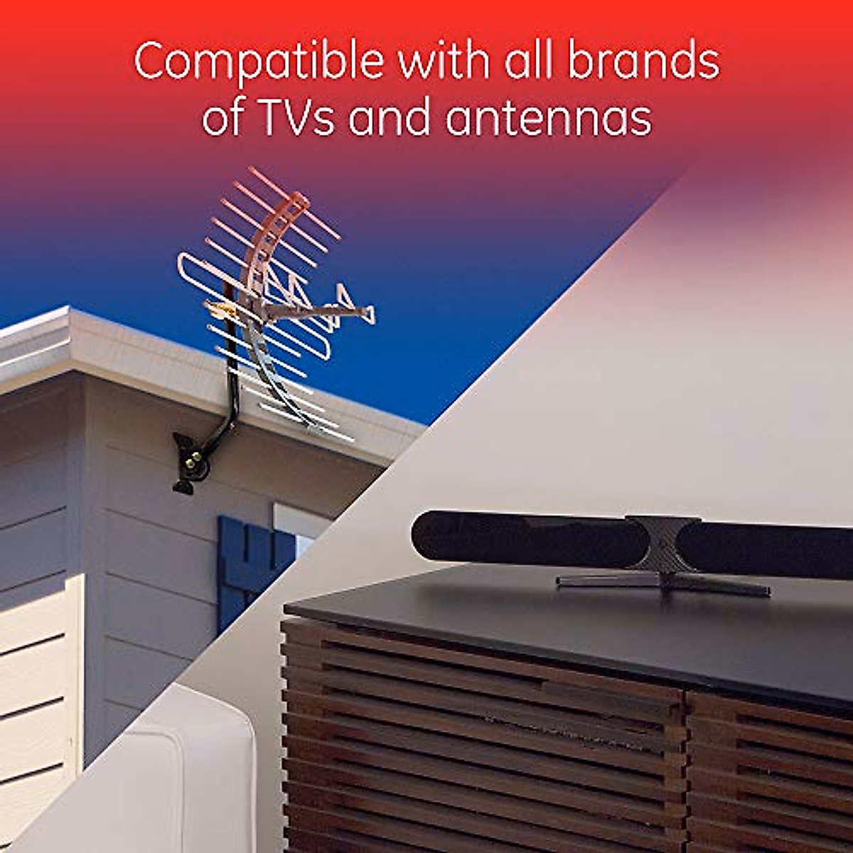 GE 4-Way HD Digital TV Antenna Amplifier, Low Noise Antenna Signal Booster, Clears Up Pixelated Low-Strength Channels, Supports Multiple HD Smart TVs, AC Adapter, Black, 34479