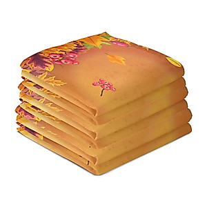 Fall Pumpkin Maple Leaves Dish Towel Cloth Happy Thanksgiving Day Harvest Autumn Kitchen Bath Hand Towel 18x28 Super Absorbent Lint Free Cleaning Cloths Tea Bar Soft Towel Kitchen Accessories Set of 1