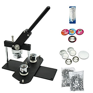 ChiButtons Button Maker Kit 25mm (1") Badge Press Machine-B400 + 25mm Round Die Moulds + 500 Set Button Components + Adjustable Circle Cutter (Black-New)