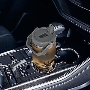 BWQJKUO Large Capacity Car Cup 30 Oz Stainless Steel Zebras in The Grass of The Savanna Printed Travel Mug Leak-proof Flip Straw Tumbler with Handle,keeps Cold Or Ho