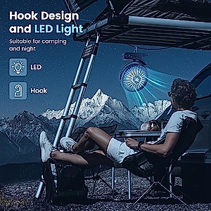 ANKACEPERSONAL 10000mAh Portable Fan Rechargeable, Battery Operated Desk Clip on with LED Light, 3 Modes 360 Rotation Personal USB Small for Outdoor Camping Golf Cart Indoor Gym Treadmill Office,Blue