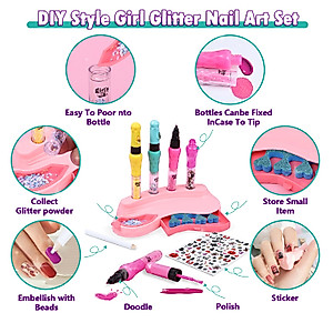 Kids Nail Polish Set for Girls - Nail Art Kit for kids Ages 7-12 - Girls Toys 8-10 - Non Toxic Nail Polish, Girls stuff for Spa,Manicure,Birthday Gifts Toys for Girls Age 6 7 8 9 10 12 Years