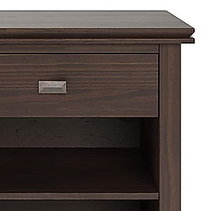 SIMPLIHOME Artisan 24 inches Wide Night Stand, Bedside table, Warm Walnut Brown SOLID WOOD, Rectangle, with Storage, 1 Drawer and 2 Shelves, For the Bedroom, Contemporary Modern