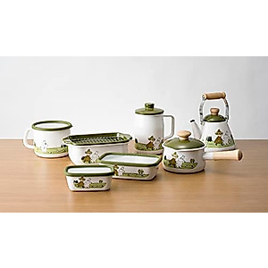 Fuji Horo MTG-B2 Storage Container, Enamel, Shallow Type, Square Container, Medium, Moomin, Olive