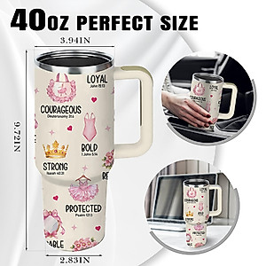 NIAXAUYT Christian Dance Gift, 40 Oz God Says I Am Dancer Tumbler With Handle, Christian Gifts for Girls/Women, Inspirational Religious Birthday Gifts for Dancer Bible Verse Cup, Ballet Dance Gifts