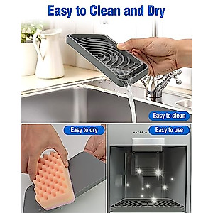 Resizable Silicone Refrigerator Drip Catcher Tray, Fridge Water Dispenser Drip Tray - Prevents Spills and Stains, Replacement for Whirlpool, GE, Samsung Fridge Accessories (Rectangular,Gray)