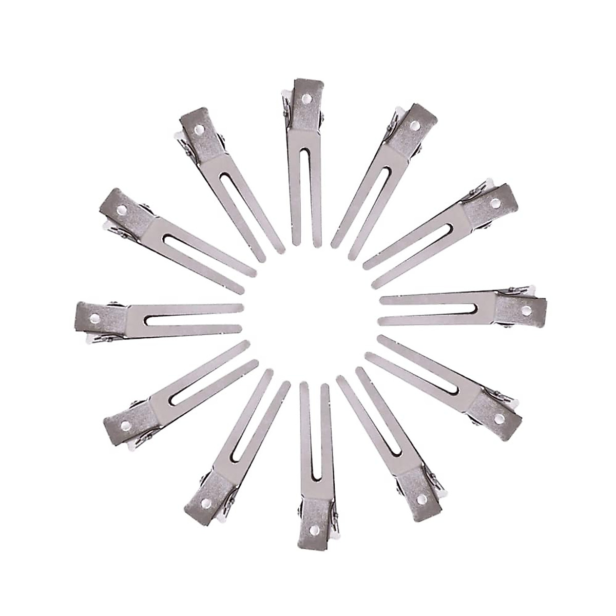 50 Pcs Double Prong Hair Clips Curl Clips 1.77 Inches Metal Alligator Hair Pins Styling Clips for Salon Hair Extensions