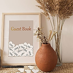 Wooden Hearts Guest Book Hearts Set 150 Pcs Small Wooden Hearts Cutouts and 2 Pcs Big Wood Heart Wooden Heart Guest Book Alternative Christmas Tree Ornament for Wedding Baby Shower Guest Sign