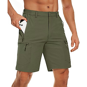 MAGCOMSEN Shorts for Men Hiking Shorts for Men with Pockets Casual Mens Shorts Quick Dry Tatical Shorts for Men Camping Shorts Summer Shorts for Men Army Green