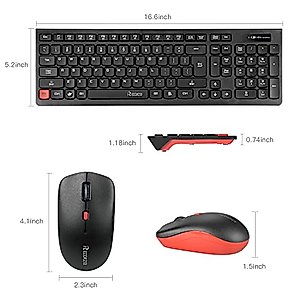 Wireless Keyboard and Mouse Combo ，DPI 1600, 2.4GHz Wireless Connection, Long Battery Life, Computer Keyboard and Mouse for PC, Desktop.Laptop, RECCAZR WC500 Design for Office and Home (Black)