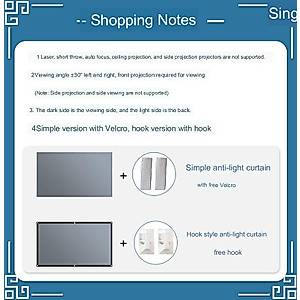 Metal Anti Light Projector Screen, high-Definition Movie Screen, Suitable for Outdoor, Indoor, Home, Office, with Sizes of 60/72/84/100 inches and ratios of 16:9/4:3 (Hook_60inch_16:9)