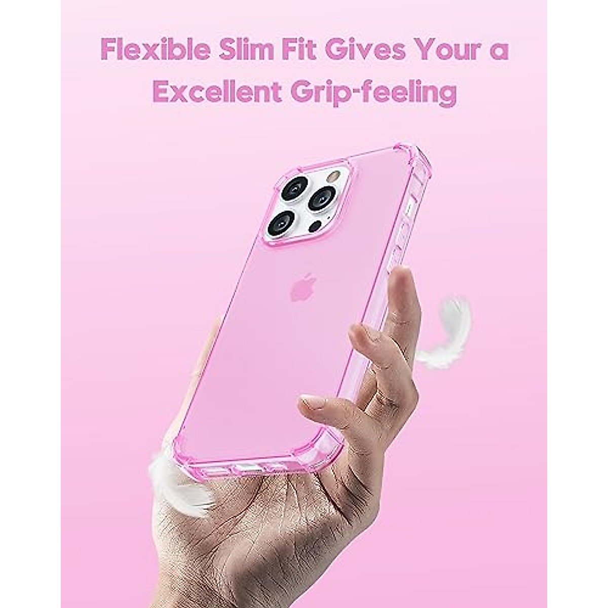 Svanove for iPhone 13 Pro Max Phone Case Clear Bumper, Transparent Cute Color, Thin Slim Soft Silicone Flexible TPU Trendy Cover for Women Girl Aesthetic, Protective Shockproof, Light Pink