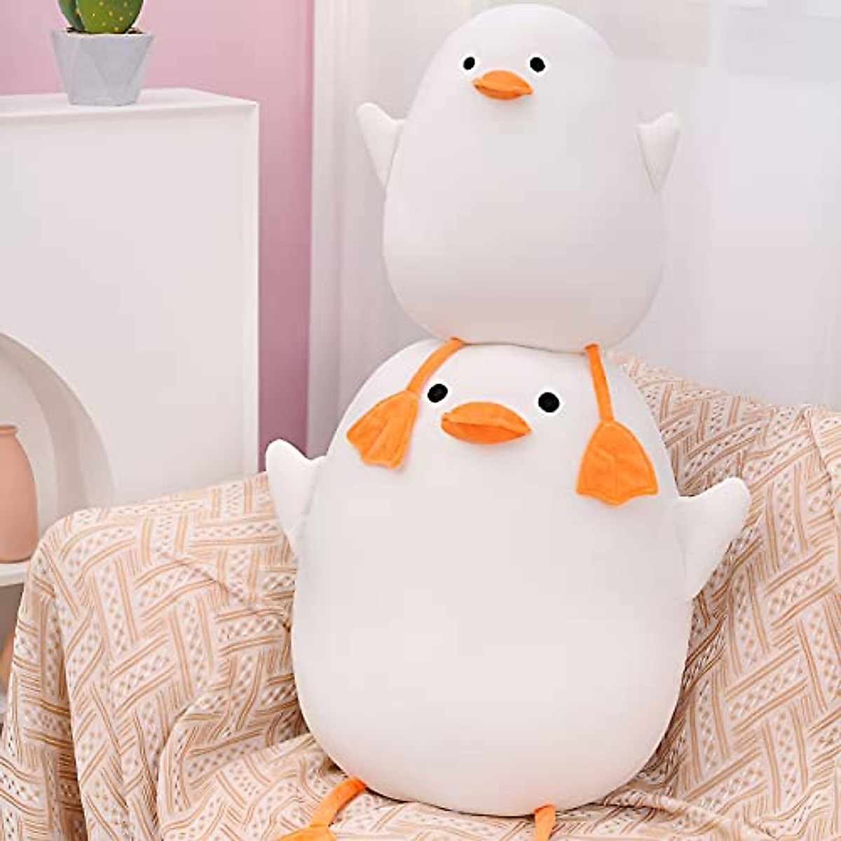 DRUNKENRIVER Cute Duck Stuffed Animals Sleeping Pillows Gifts for Girls Teens White Plushie Hugging Animal Super Soft Toys Christmas, Valentine's Day Gifts (White,13.7inches)