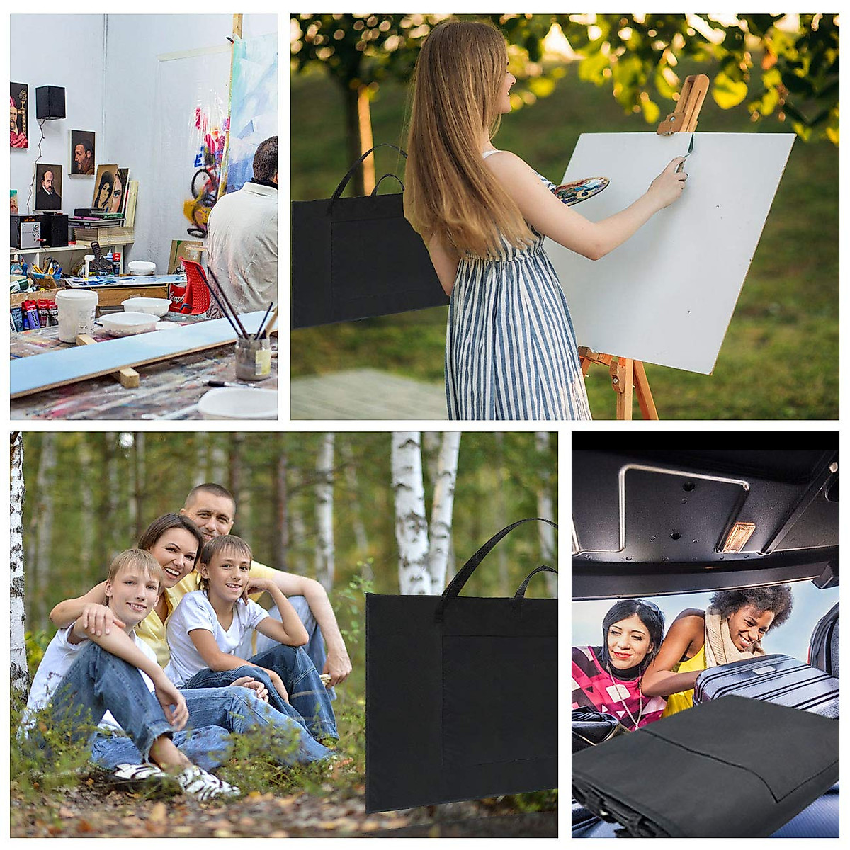 BUSOHA Large Clear Mesh Vinyl Bag with Handle and Zipper/Waterproof Art Storage Bag for Artworks, Charts and Teaching Material Multipurpose -19 x 25 Inch