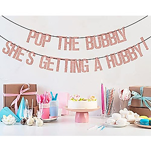 Pop the Bubbly She's Getting a Hubby! Banner, Bachelorette Party Decorations, Bridal Shower Decorations, Engagement Party Decorations, Bride to Be Decorations, Bachelorette Banner Rose Gold Glitter