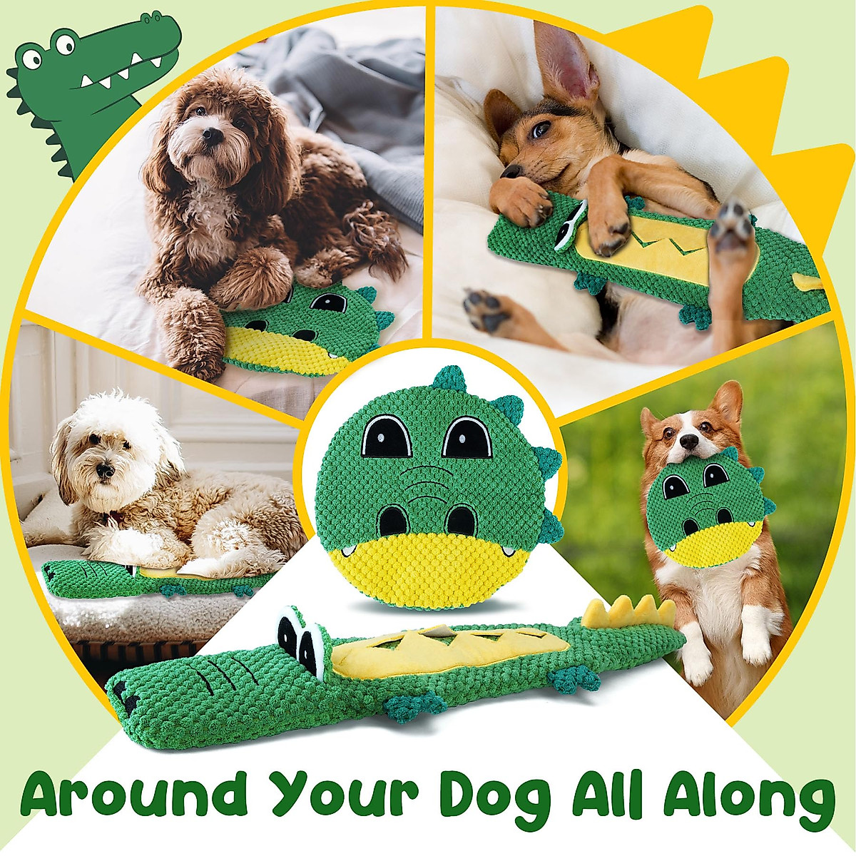 XIUGOAL Interactive Dog Toys for Small Medium Dogs - 2 Pack Puppy Toys for Boredom and Teething, No Stuffing Squeaky Puppy Chew Toys with Crinkle, Treat Dispenser and Holds a Bottle