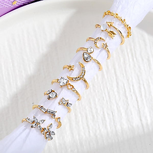 Long tiantian Gold Knuckle Rings for Women Non Tarnish Stackable Rings Boho Rings Set Stacking Midi Pinky Snake Wudu Nail Rings Aesthetic Rings Christmas Gifts Stocking Stuffers