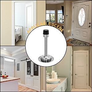 Suiwotin 1pc 5 Inch Door Stops, Stainless Steel Wall Mount Screw Doorstop with Rubber Bumper, Self Adhesive Sound Dampening Door Stopper (Brushed Silver)