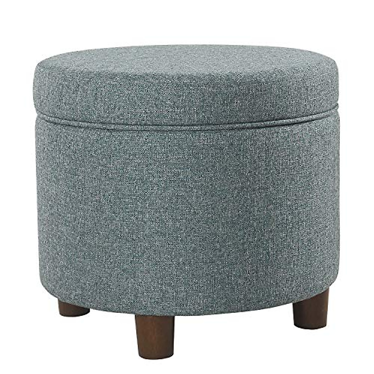 Homepop Home Decor | Upholstered Round Storage Ottoman | Ottoman with Storage for Living Room & Bedroom, Teal Tweed
