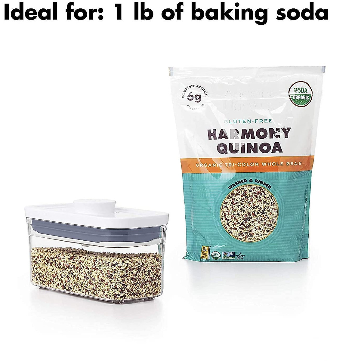 OXO Good Grips POP Container - Airtight Food Storage - 0.4 Qt Rectangle (Set of 4) for Baking Soda and More