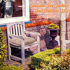 Thyle Outdoor Chair Cushions Set of 6 Waterproof Sun Protection Square Tufted Overstuffed Patio Furniture Seat Cushion for Patio Funiture Dining Indoor 19" x 19"(Khaki)