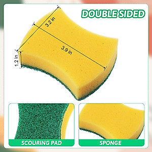 Zubebe 100 Pcs Cleaning Sponge Dual Sided Scrub Sponge Non Scratch Kitchen Sponge for Sink Dishwashing, 4 Colors