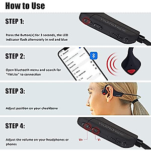 YouthWhisper Bone Conduction Headphones Bluetooth, Wireless Open-Ear Headset with Microphones,Titanium Lightweight Sweat Resistant, Answer Phone Call Sports Earphones for Running Hiking Bicycling