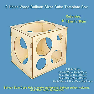 Pllieay 9 Sizes Collapsible Wood Balloon Sizer Cube Box for Balloon Decorations, Balloon Arches, Balloon Columns (2-10 Inch)
