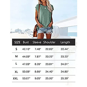 MEROKEETY Women's Casual Cap Sleeve T Shirts Basic Summer Tops Loose Solid Color Blouse Green