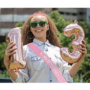 13th Birthday Candle Sash and Tiara Sets,It's My 13th Birthday Sash Rhinestone Crown Happy Birthday Cake Topper 32inch Foil Balloon for Girls 13th Birthday Gift Party Decorations Supplies (Rose 13th)