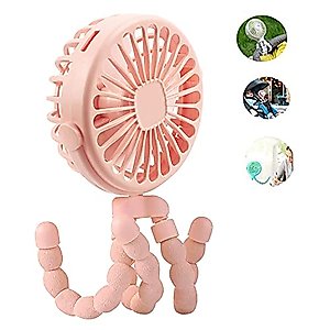 Keweis Mini Handheld Stroller Fan Octopus Fan Baby Fan with Flexible Tripod Wrapped on Stroller, Car Seat, Student Bed, Bike USB Rechargeable Fan, Desk Fan for Office and Baby Room or Outdoor