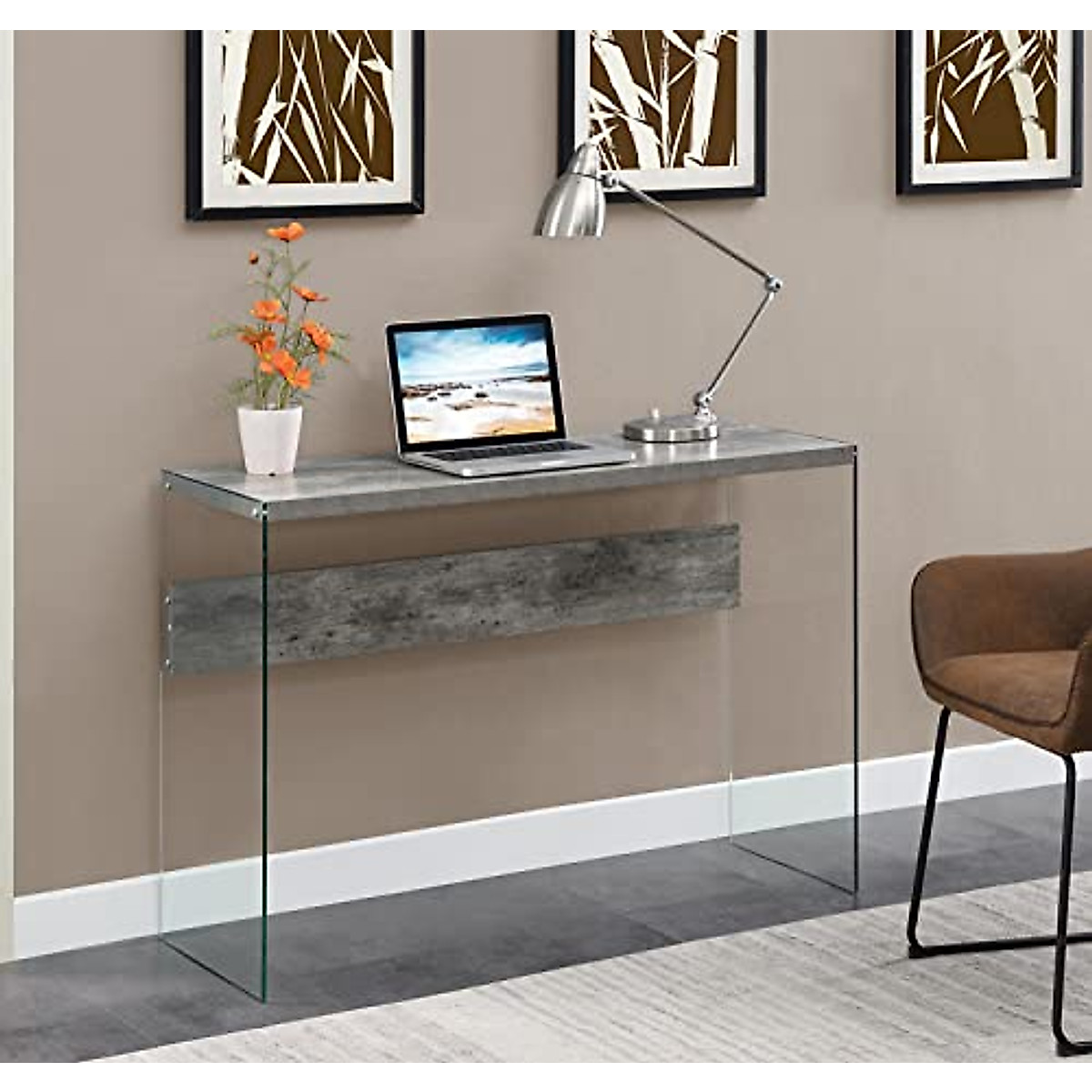 Convenience Concepts SoHo Console Table/Desk, Faux Birch/Glass
