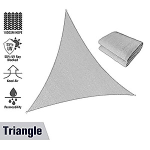 Amahut Sun Shade Sail 12'x12'x12' Triangle Shade Canopy Outdoor Sunshade UV Block Deck Awning Shade for Patio Backyard Garden，Light Grey