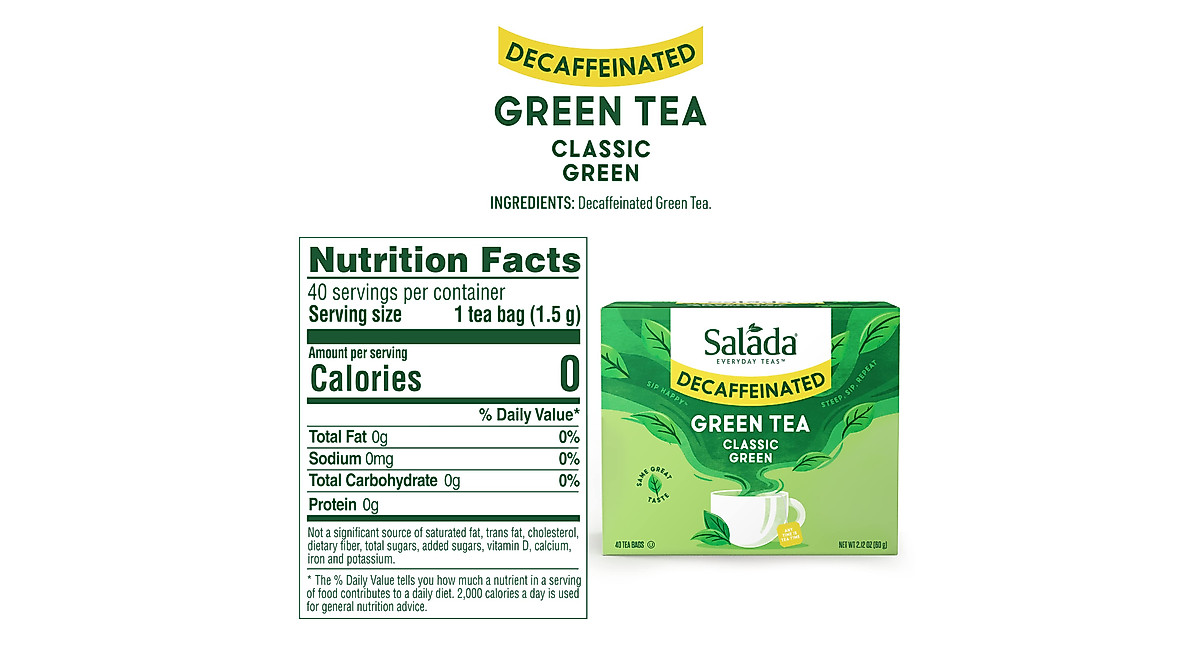 Salada Decaffeinated Green Tea - 40 Individually Wrapped Bags
