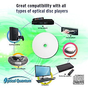 Optical Quantum Digital Audio Music 700MB 52x Blue AZO CD-R White Inkjet Printable, 100 Discs