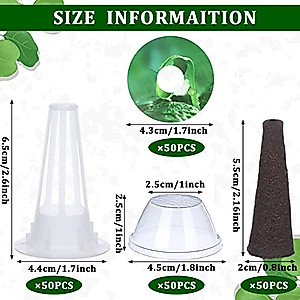 200 Pack Plant Seed Starter Sponges Kit Hydroponic Growing Seed Pods Kit Include 50 Plant Grow Baskets, 50 Seed Pot Label, 50 Plant Grow Sponges 50 Transparent Lids for Hydroponic Indoor Garden System